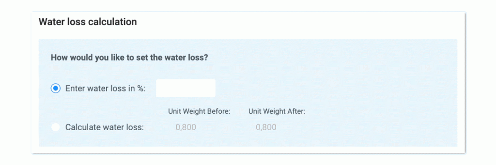 Water Loss Tool – MyFoodOffice